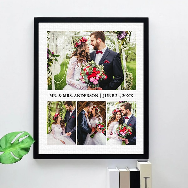 Buy Modern Elegant 4 Photos Collage Wedding Customized Photo Printed ...