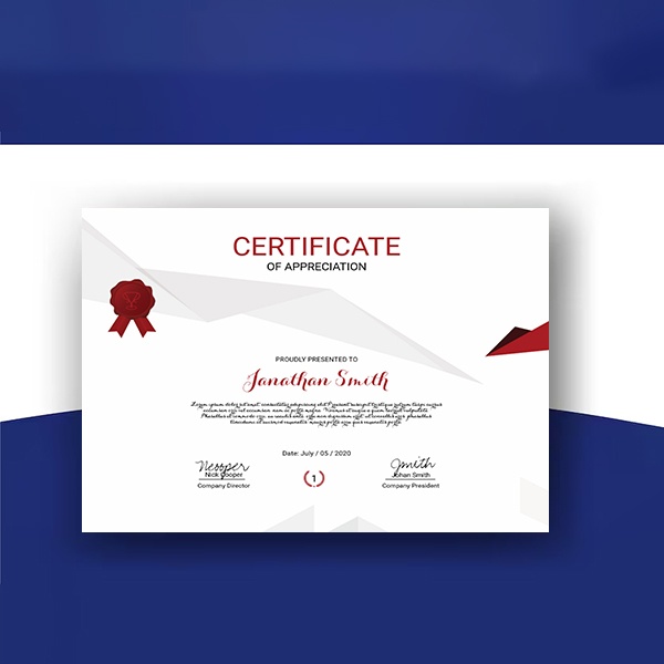 Buy White Red Certificate Of Appreciation Customized Horizontal ...