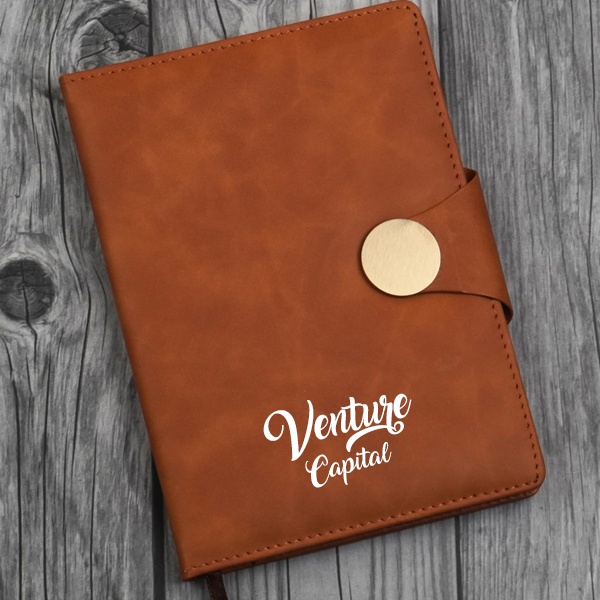 Buy Brown Customized A5 Notebook with Round Magnetic Flap & Bookmark ...