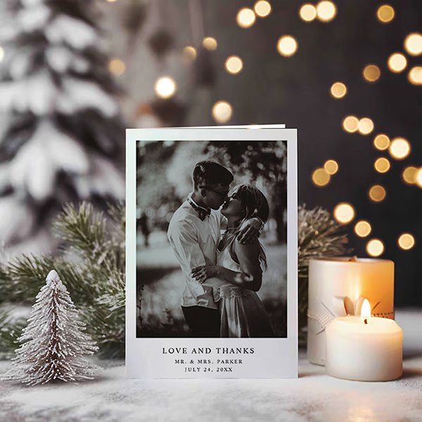 Buy Simple Elegant Text and Photo Wedding Thank You Customized Printed ...