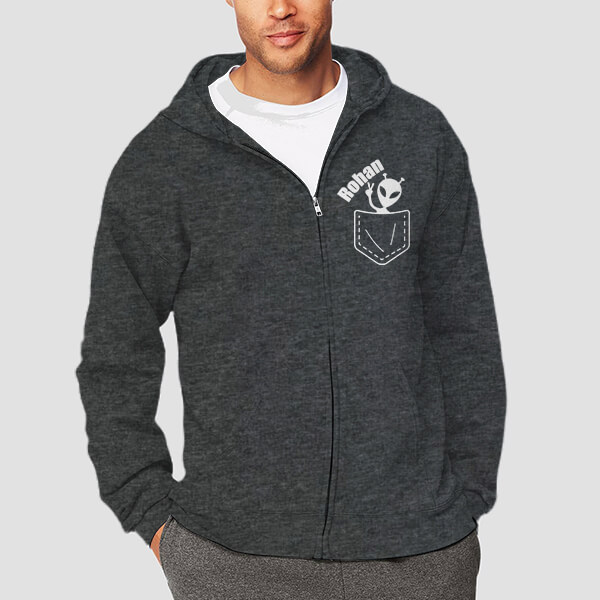 Buy Alien in Pocket Customized Unisex Printed Zipper Hoodie | yourPrint