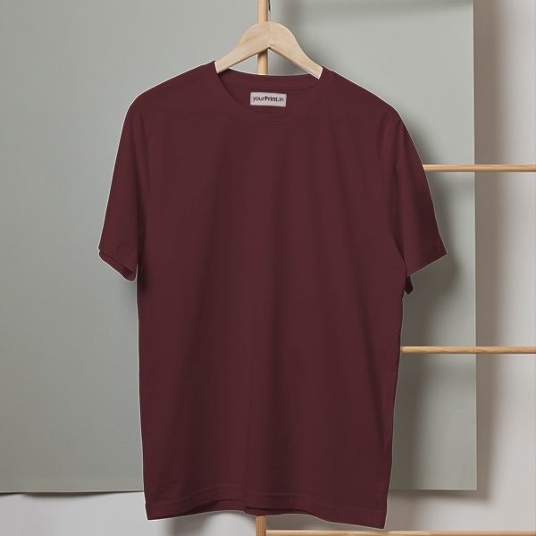 Buy Maroon Solid Plain Half Sleeve Men's Cotton T-Shirt by yP Basics ...