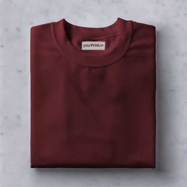 Buy Maroon Solid Plain Half Sleeve Men's Cotton T-Shirt by yP Basics ...