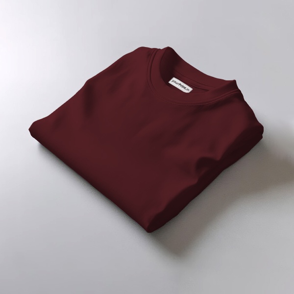 Buy Maroon Solid Plain Half Sleeve Men's Cotton T-Shirt by yP Basics ...