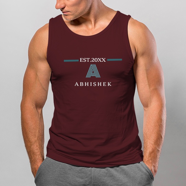 Buy Estd Year with Name Customized Tank Top Vest for Men | yourPrint