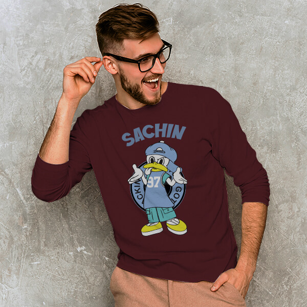 Buy Confused Customized Printed Men's Full Sleeves Cotton T-Shirt ...