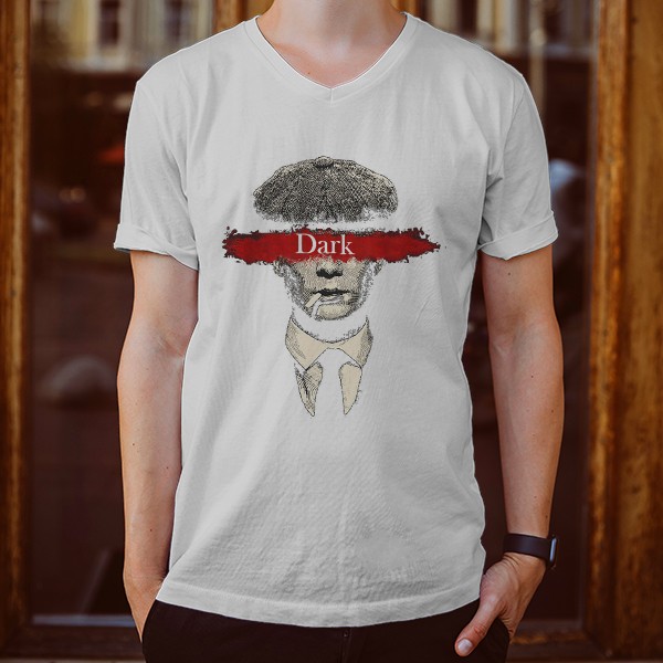 Buy Intellectual V Neck Customized Printed Men's Half Sleeves Cotton T ...