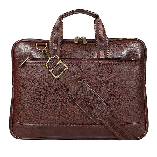 Buy Dark Brown Customized Leather 10 Ltrs Unisex 14 inch Formal Laptop ...