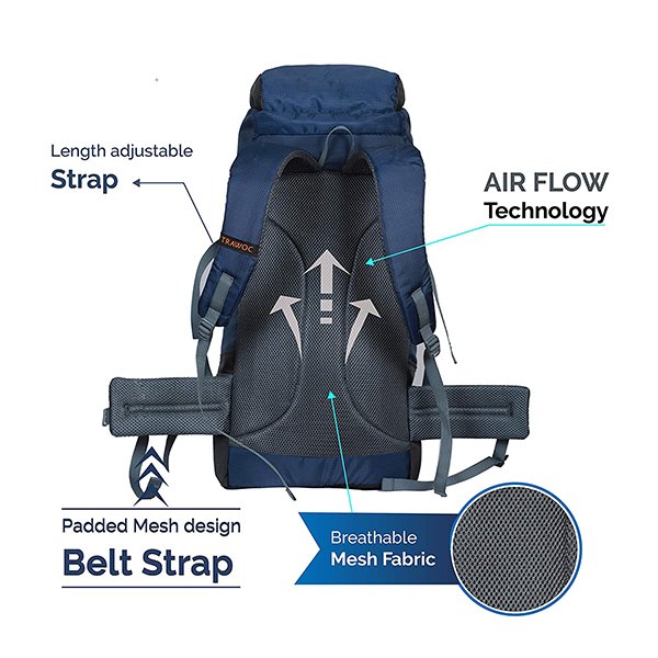 Buy Black Customized 55 Litres Travel Backpack Camping Rucksack Hiking ...