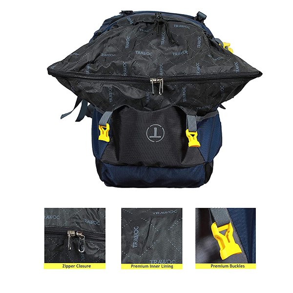 Buy Black Customized 55 Litres Travel Backpack Camping Rucksack Hiking ...