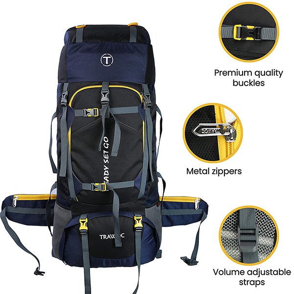 Buy Black Customized 60 Litres Travel Backpack Hiking Trekking Bag ...