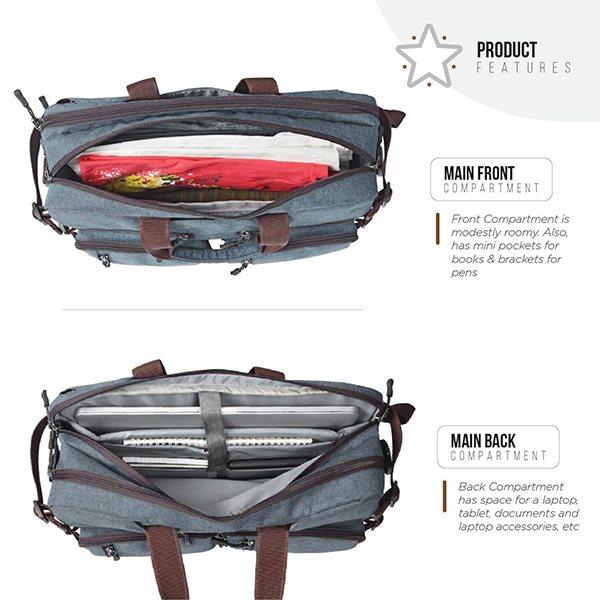 Buy Grey Customized Laptop Bag For Men, Convertible Backpack For Office ...