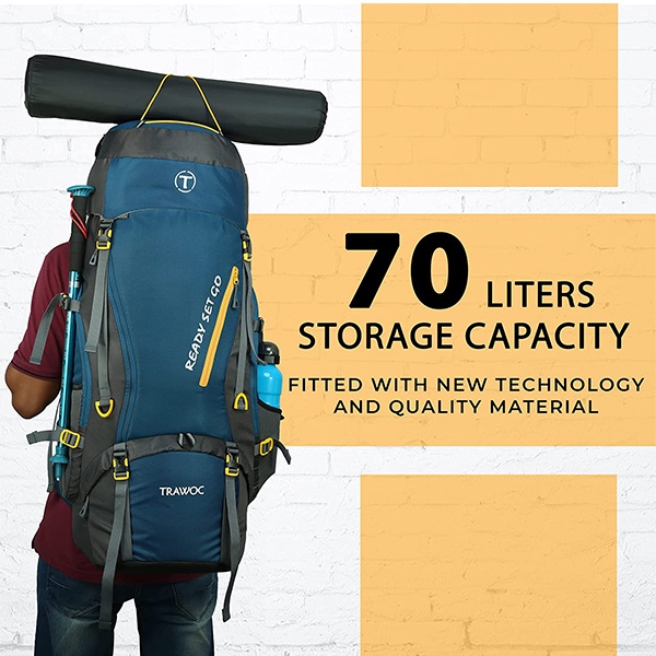 Buy Blue Customized 70L Travel Backpack For Hiking Trekking Bag Camping ...