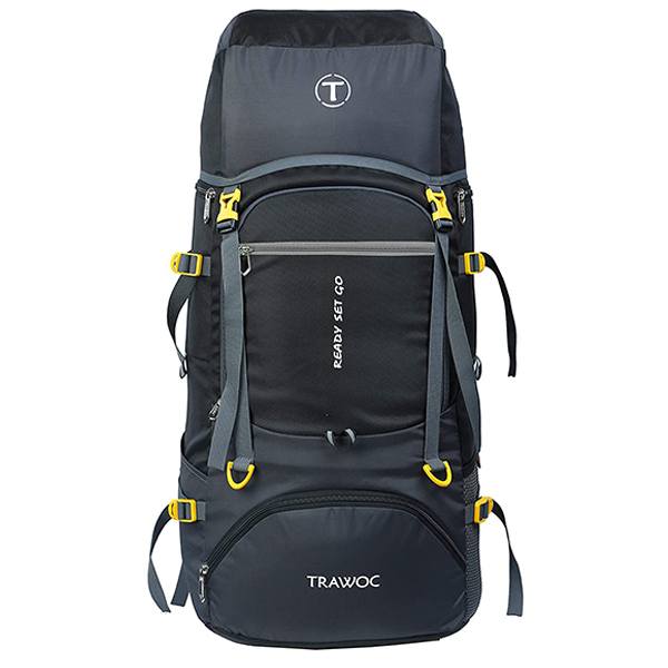 Buy Grey Customized 55L Travel Bag Front & Top Open Backpack For Hiking ...