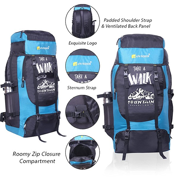 Buy Blue Customized Stylish Water Resistance Solid Travel backpack 60 ...