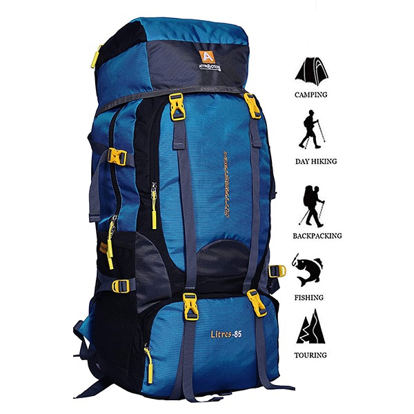 Buy Teal Blue Customized 85 Litre Rucksack For Hiking & Trekking With ...