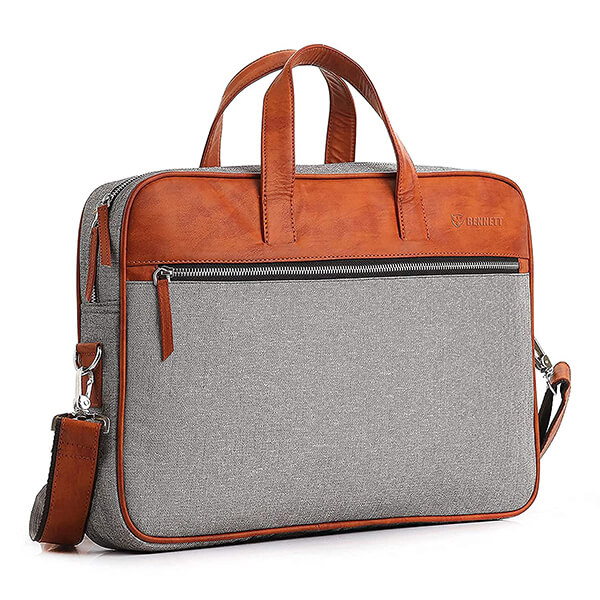 Buy Tan-Grey Customized 15.6 inch Laptop Shoulder Messenger Sling ...