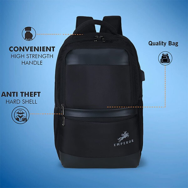 Buy Black Customized Anti-Theft Backpack With USB Charging Port and ...