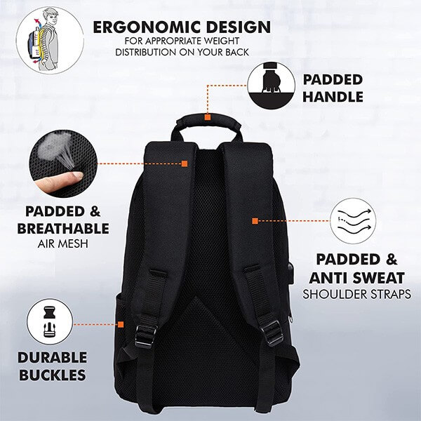 Buy Black Customized Anti Theft Number Lock Backpack with 15.6 Inch ...