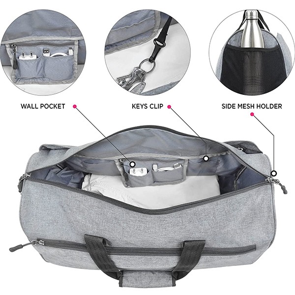 Buy Grey Customized FATMUG Sports Duffle Gym Bag with Wet Pocket & Shoe ...