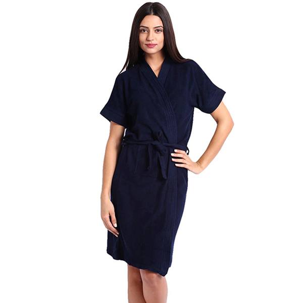 Buy Navy Blue Customized Superior Cotton Unisex Bathrobe | yourPrint