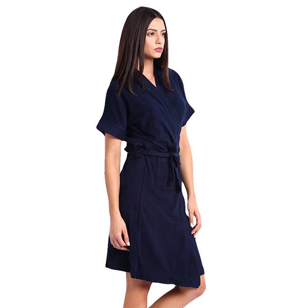 Buy Navy Blue Customized Superior Cotton Unisex Bathrobe | yourPrint