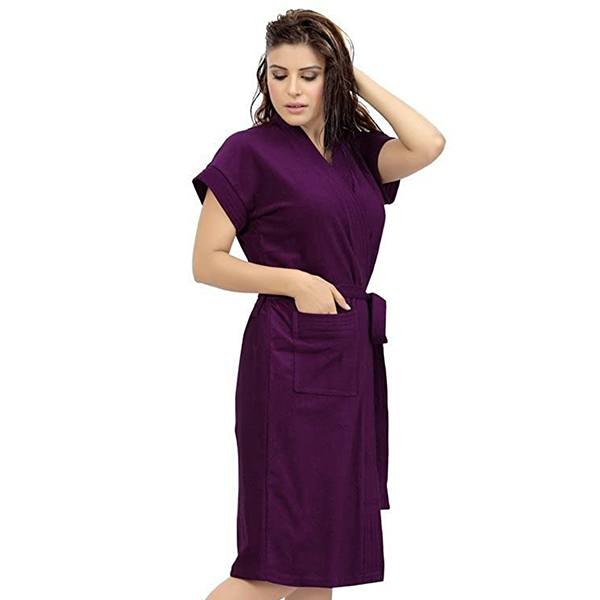 Buy Purple Customized Women's Cotton Bathrobe | yourPrint