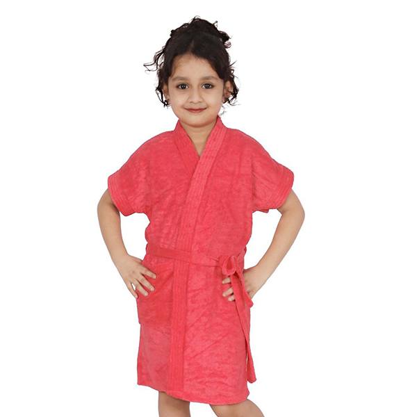 Buy Peach Customized Boy's And Girl's Cotton Solid Bath Robe | yourPrint