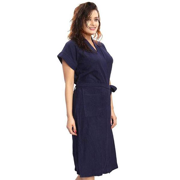 Buy Blue Customized Cotton Half Sleeves Bathrobe For Women - Free Size ...