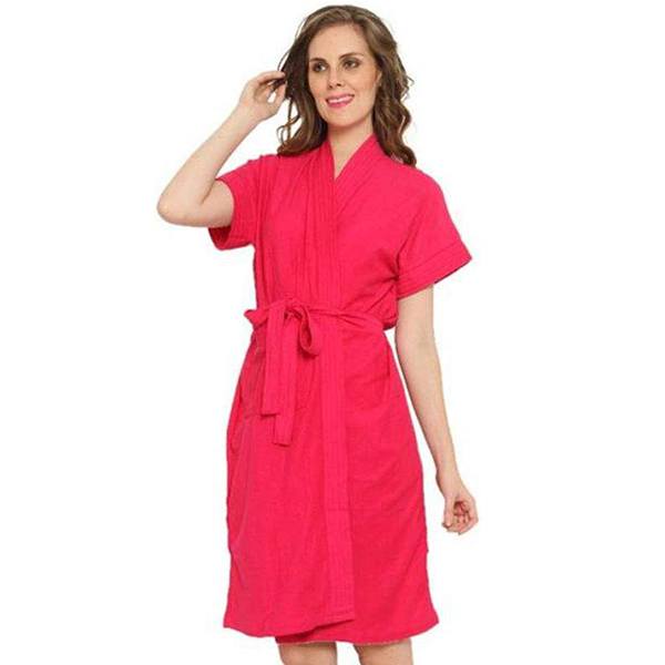 Buy Pink Customized Cotton Half Sleeves Bathrobe for Women - Free Size ...