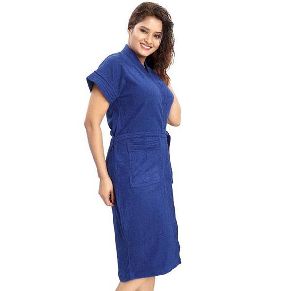 Buy Blue Customized Cotton Half Sleeves Bathrobe For Women - Free Size ...