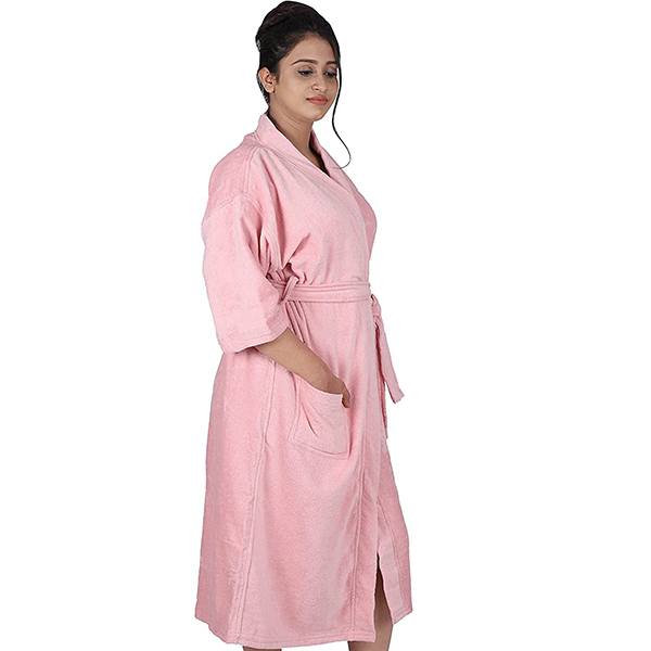 Buy Rose Pink Customized Bathrobe for Women Solid Colour | yourPrint