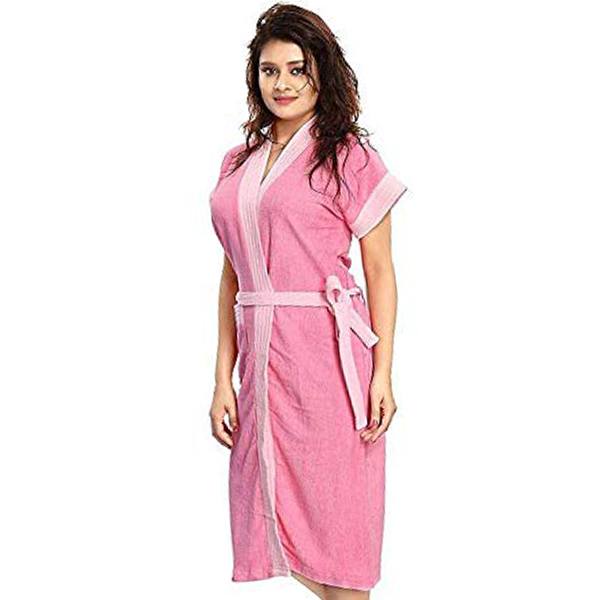 Buy Pink Customized Women's Terry Cotton Bathrobe/Bath Gown Free Size ...