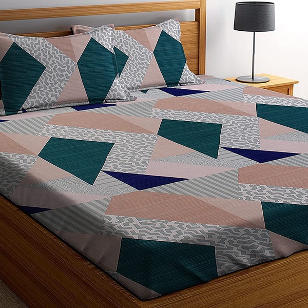 Buy Pattern Design Customized Glace Cotton King Size Bedsheets with 2 ...
