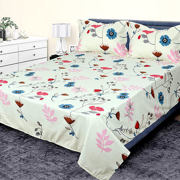 Buy Multicolor Customized Soft Satin Weave Printed Double Bed Sheet ...