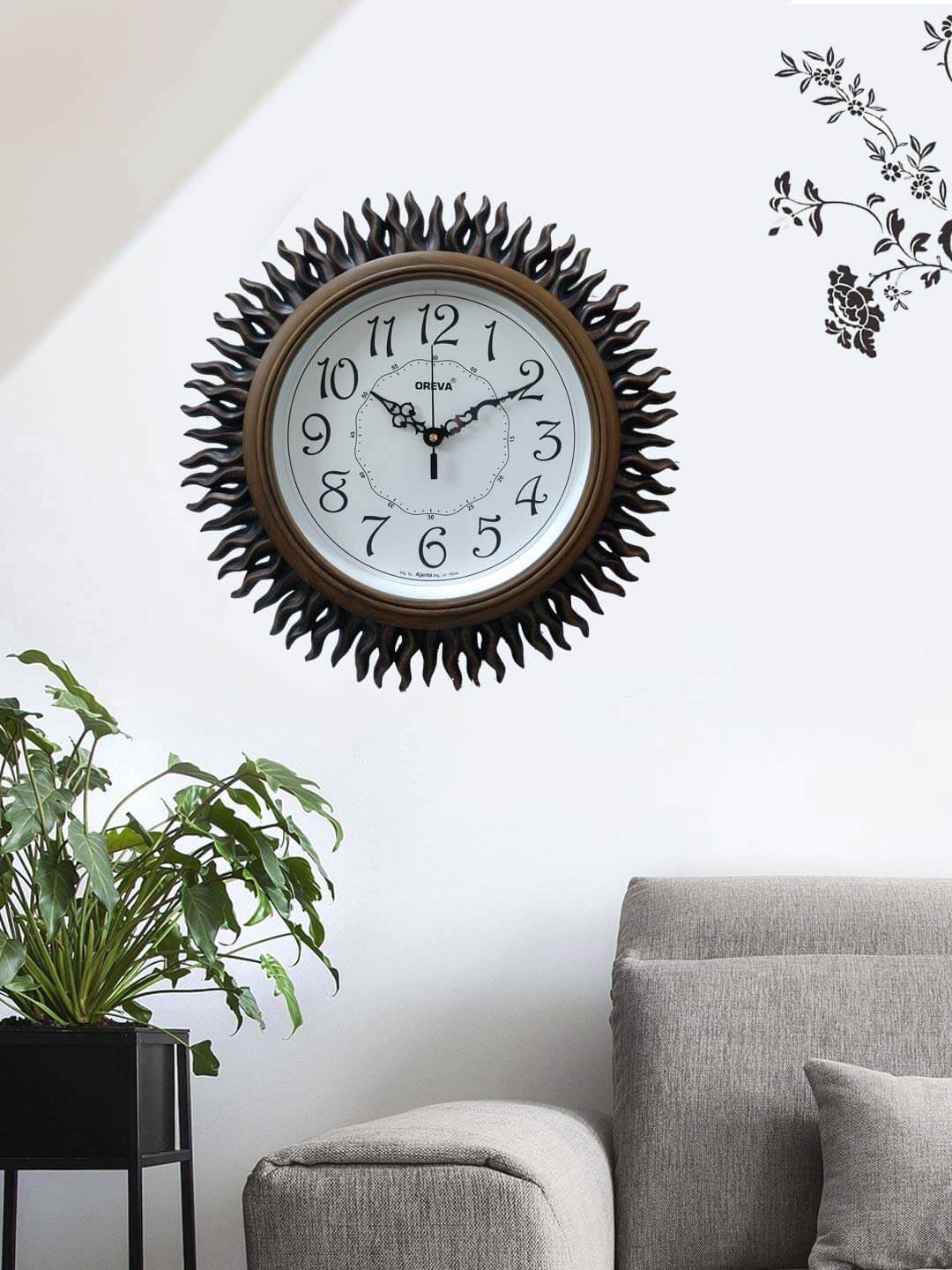 Buy Dark Brown Customized Plastic Wooden Look Designer Wall Clock ...
