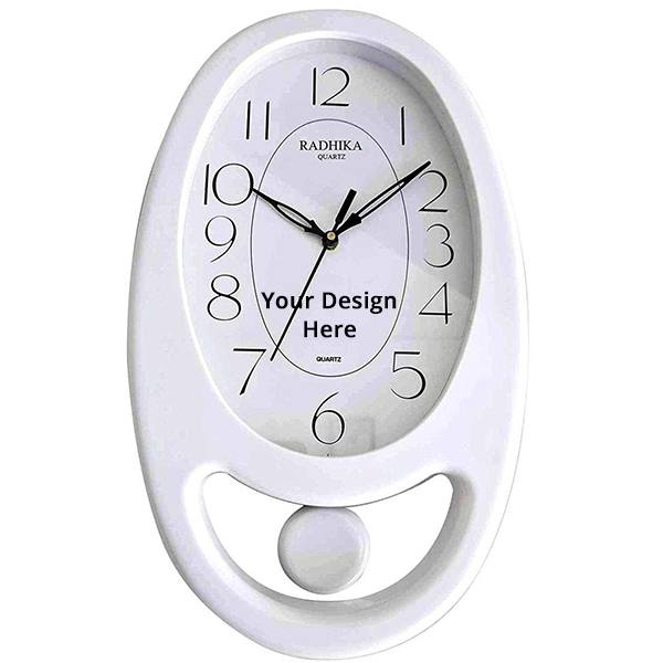 Buy White Customized Oval Shape Pendulum Wall Clock for Home,Office ...