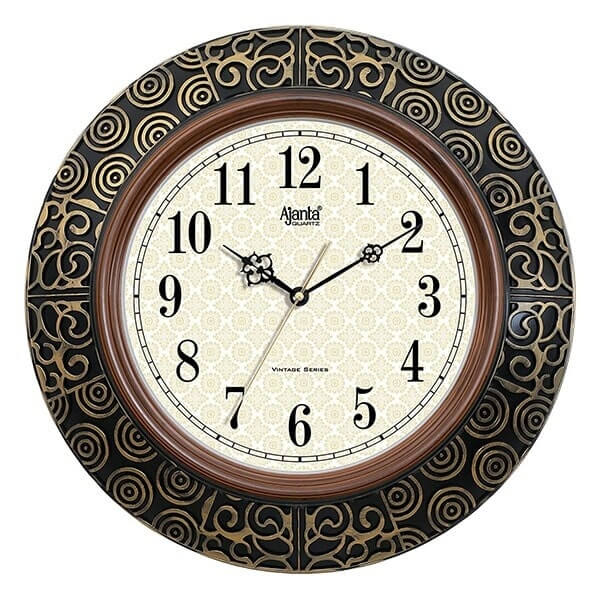 Buy Gold and Black Customized Ajanta Quartz Plastic Vintage Wall Clock ...
