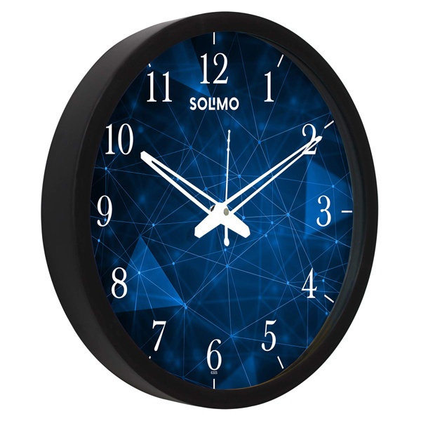 Buy Blue Customized 12" Contemporary Plastic & Glass Wall Clock ...