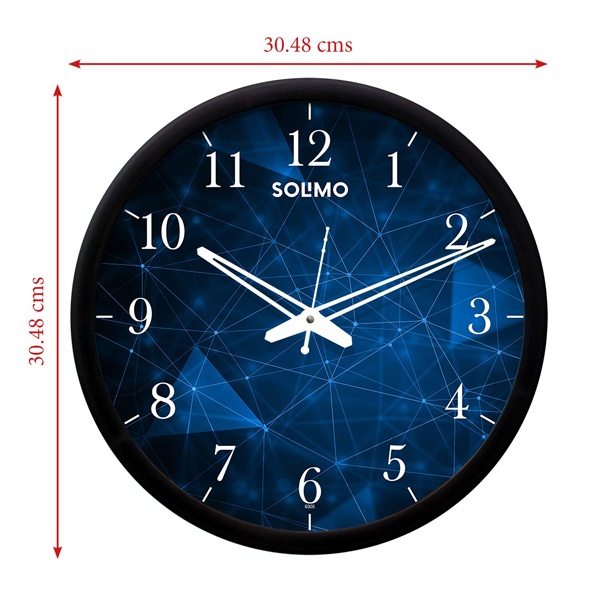 Buy Blue Customized 12" Contemporary Plastic & Glass Wall Clock ...