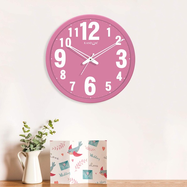 Buy Pink Customized 12" Plastic & Glass Decorative Wall Clocks for Home ...