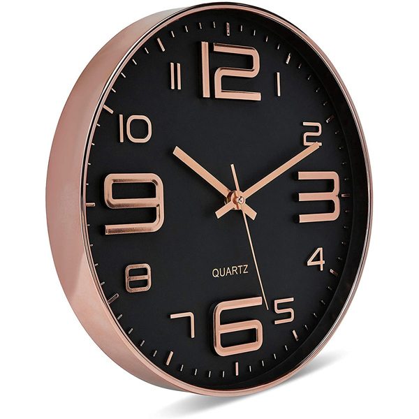 Buy Black Customized Wall Clock 12" Silent Quartz Decorative Wall Clock ...