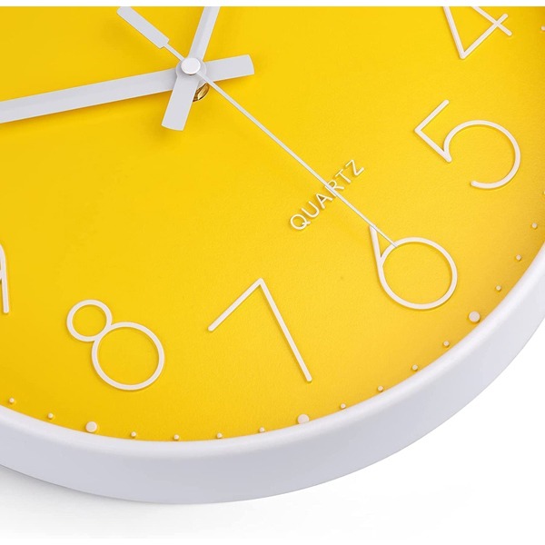 Buy Yellow Customized Wall Clock 12" Silent Quartz Decorative Latest ...