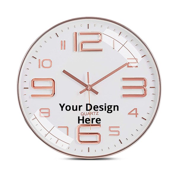 Buy White Rose Customized Wall Clock 12" Silent Quartz Decorative Wall ...