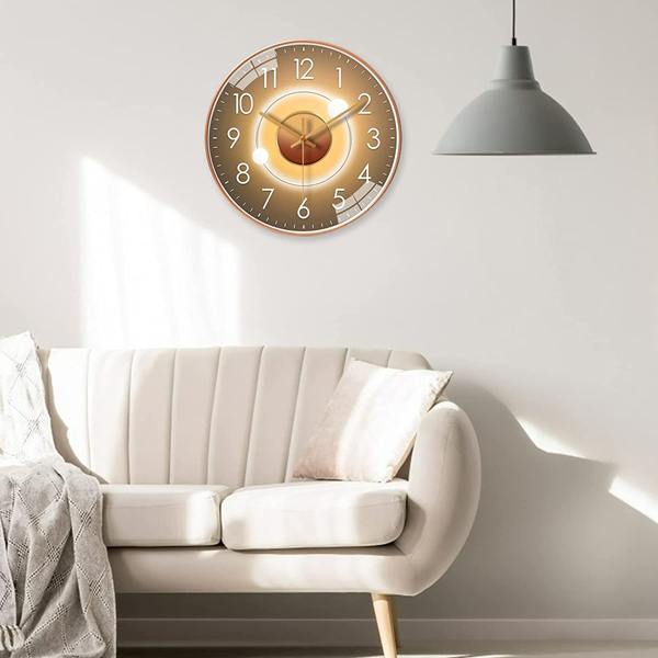 Buy Light Brown Customized Wall Clock 12" Silent Quartz Decorative Wall ...