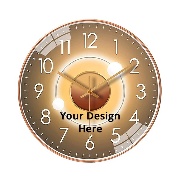 Buy Light Brown Customized Wall Clock 12" Silent Quartz Decorative Wall ...