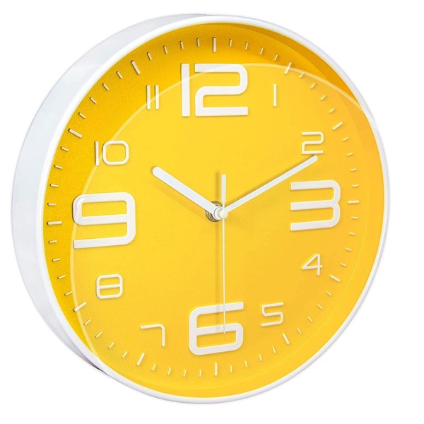 Buy Yellow Customized Wall Clock 12" Silent Quartz Decorative Wall ...