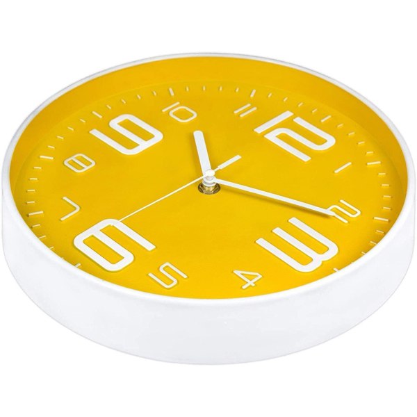 Buy Yellow Customized Wall Clock 12" Silent Quartz Decorative Wall ...