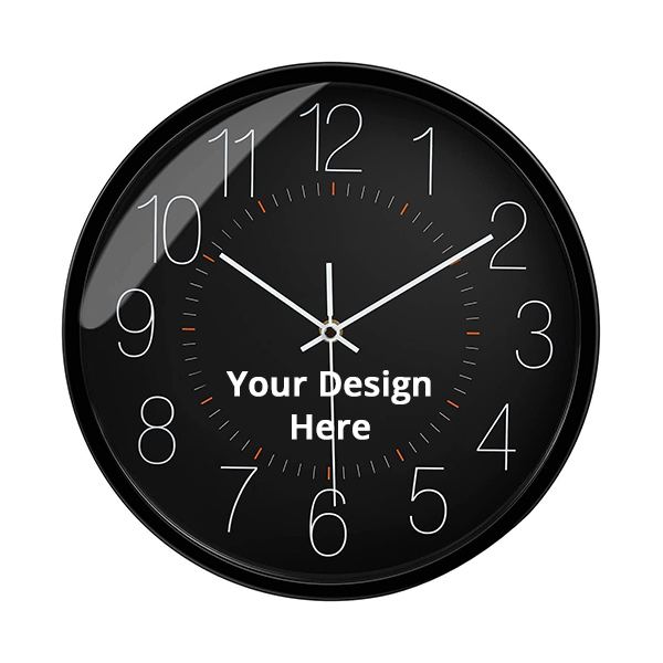 Buy Black Customized Wall Clock 12" Silent Quartz Decorative Wall Clock ...