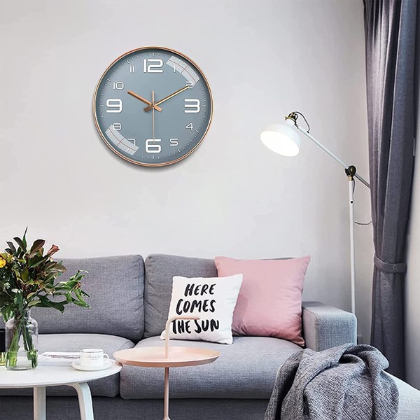 Buy Grey Gold Customized Wall Clock 12" Silent Quartz Decorative Wall ...